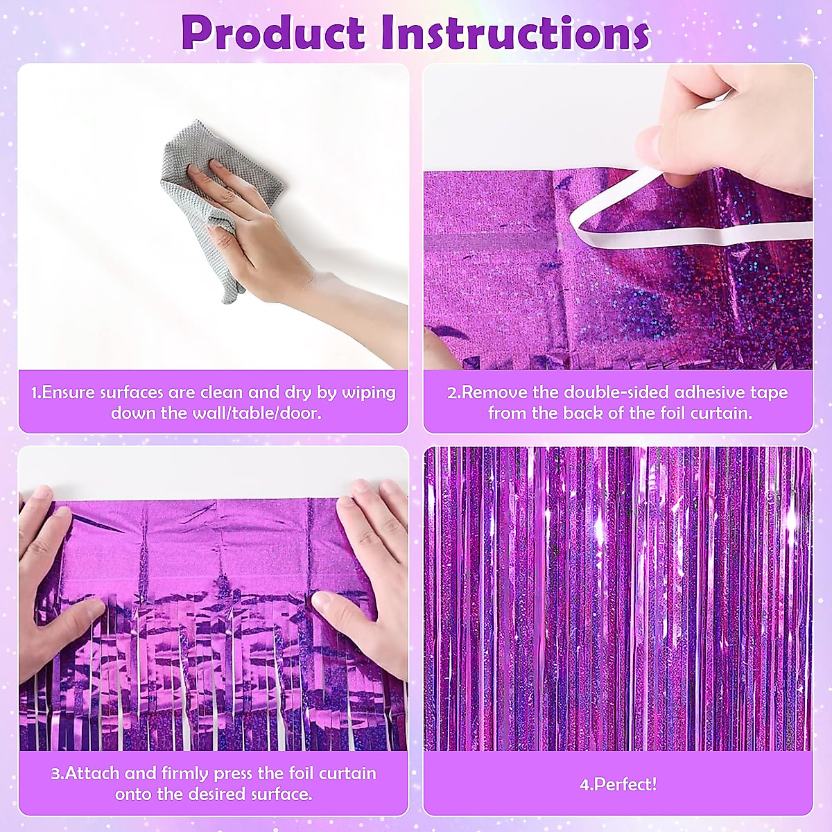 OHOME Hot Pink Tinsel Curtain Party Backdrop Foil Fringe Metallic Laser Party Streamers Birthday Disco Bachelorette Bridal Wedding Graduation Baby Shower Decor Party Decorations,2 Pack,3.3ftx8.2ft