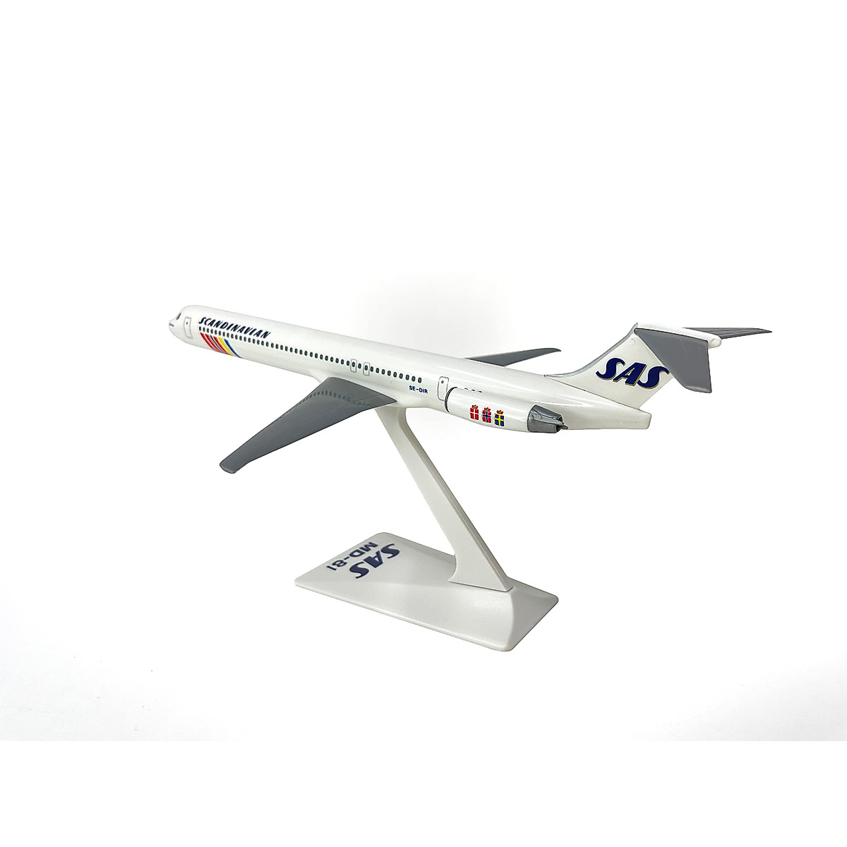 Flight Miniatures SAS Scandinavian Mcdonnell Douglas MD-80 1:200 Scale - Plastic Snap-Fit Model Airplane - Collectible Replica of SAS Scandinavian Aircraft Part #AMD-08000H-014