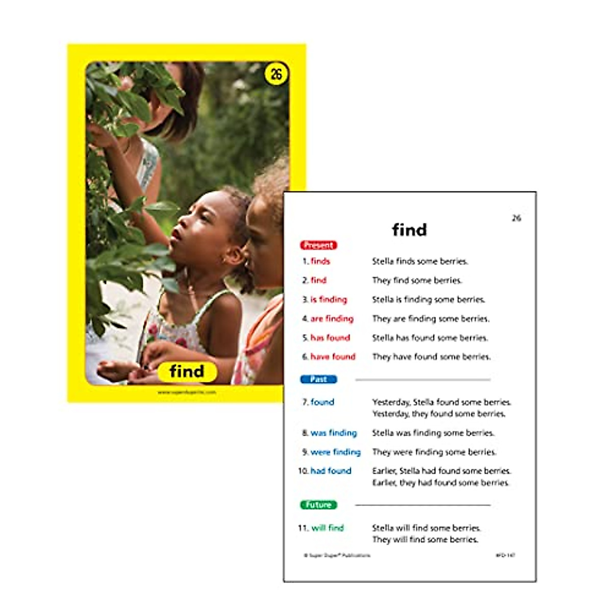 Super Duper Publications | Irregular Verbs in Sentences Photo Fun Deck Flash Cards | Educational Learning Resource for Children