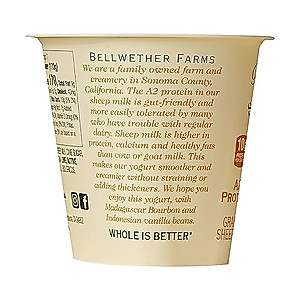Bellwether Farms, Sheep Milk Yogurt, Vanilla, 6 oz