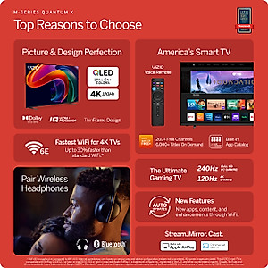 VIZIO 50-inch 4K 120Hz QLED HDR10+ Smart TV with Dolby Vision M50QXM-K01 (2023) and VIZIO M-Series All-in-One 2.1 Immersive Sound Bar M213ad-K8 (2023)