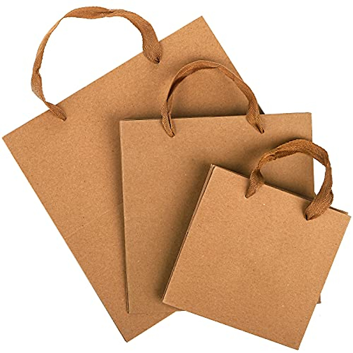 Yesland 30 Pack Kraft Bags with Ribbon Handles, 3 Sizes Paper Gift Wrap and Shopping Bags, Reusable Square Large Retail Business Packaging Bags for Goodie, Party, Wedding, Present(10'', 8'', 6'')