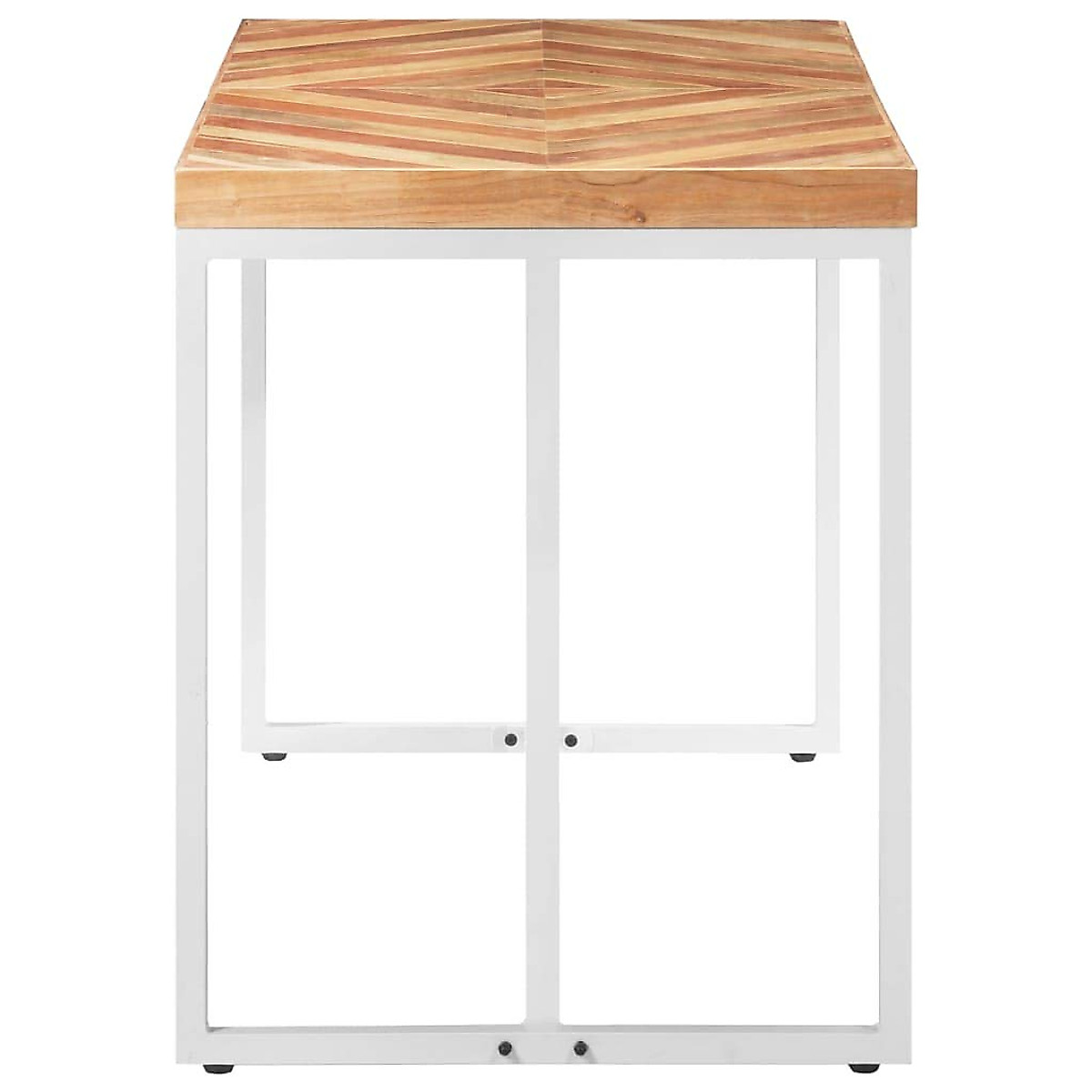 GOLINPEILO Dining Table Solid Acacia and Mango Wood, Kitchen Table of 47.2" x 23.6" x 29.9", Rectangular Dining Table, Industrial Design, with White Powder-Coated Steel Legs -AA
