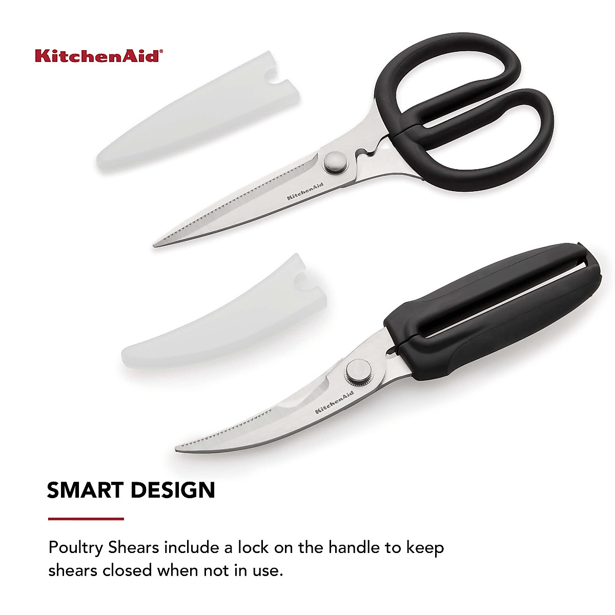KitchenAid Stainless Steel All Purpose and Poultry Shears Set with Soft Touch Handles, 2 Piece, Black
