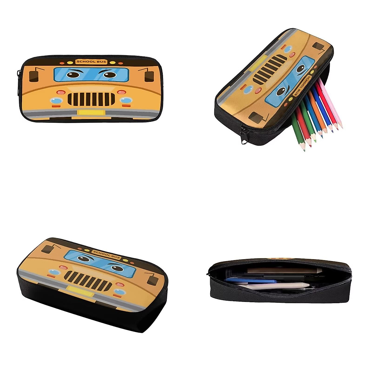 PCSJRKG School Bus Backpack Lightweight Children's Cartoon Backpack Set with Lunch Bag, Knapsack Set for Girls and Boys, Large Casual School Bag Set for Primary School Students