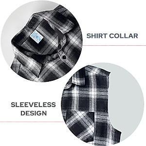 DEVIL KING Men's Sleeveless Flannel Plaid Shirts Lightweight Casual Button Down Vest Shirts