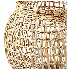 Bloomingville A90902779 Glass Insert Sizes Natural Seagrass Lanterns (Set of 2), 9", Brown