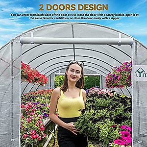 YITAHOME 20x10x7ft Greenhouse Outdoor Heavy Duty Greenhouses Outside Large Walk-in Tunnel Green Houses Gardening Galvanized Steel Stake Ropes Zipper Door 7 Crossbars Garden, White