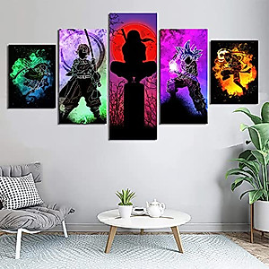 Japanese Anime Poster Canvas Wall Art One Piece 5 Pieces HD Pictures Print for Living Room Home Bedroom Playroom Decor Gougind