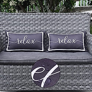 ONWAY Outdoor Waterproof Throw Pillow Covers 12x20 Set of 2 Black and White Pillows Relax Decorations for Patio Furniture Garden Couch Tent Balcony