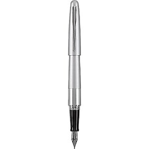 Pilot Metropolitan Collection Fountain Pen, Silver Barrel, Classic Design, Medium Nib, Medium Nib, Black Ink (91118)