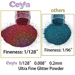 Ceya Holographic Ultra Fine Glitter Powder Set 28 Colors, 9.87oz/280g Craft Glitter 1/128” 0.008” 0.2mm for Slime Epoxy Resin Craft Tumbler Jewelry Nail Art Festival Makeup Painting Wedding Cards