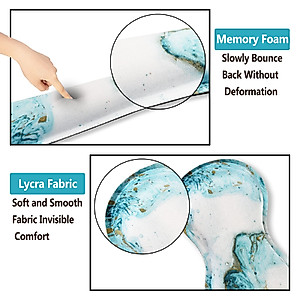 ArtSo Keyboard Wrist Rest and Mouse Pad with Wrist Support Set Ergonomic Coaster, Memory Foam Mousepad Non-Slip Rubber Base Durable Comfortable for Easy Typing Pain Relief, Teal Turqoise Marble