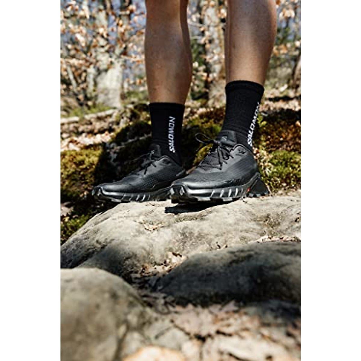 Salomon Men's ALPHACROSS 5 Trail Running Shoes for Men, Black / Black / Ebony, 12