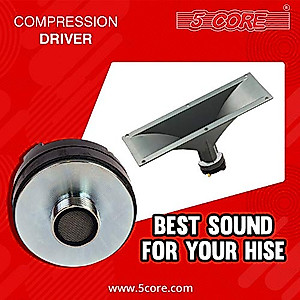 5 CORE 400 Watts Compression Driver - Screw-on Horn Speaker 40W RMS - 1.34" Voice Coil with Titanium Diaphragm - Bolt on Throat Style Tweeter with Super Strong Ferrite Magnet - 8 ohms Impedance CD90