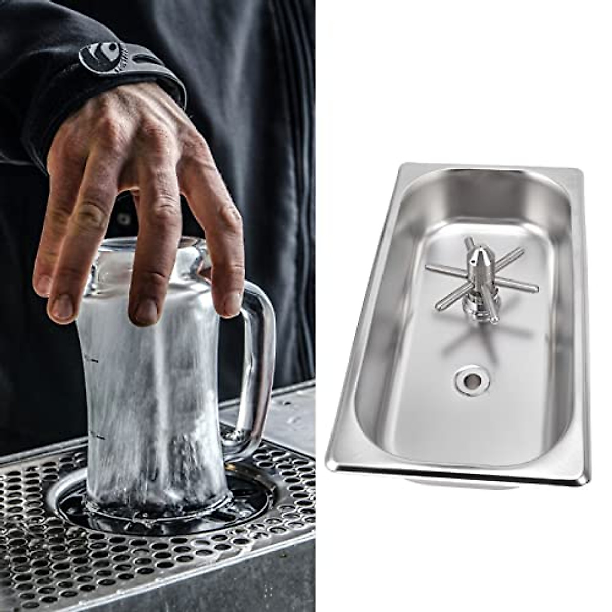 Glass Cup Washer, Rustproof Glass rinser Auto rotation Thickened For Kitchen(medium B-1212-01)