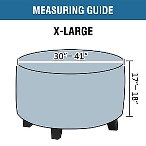 H.VERSAILTEX Super Stretch Ottoman Covers Slipcover Round Ottoman Slipcover Folding Storage Stool Furniture Protector Feature Soft Thick Bouncy Modern Style with Elastic Bottom(Ottoman X-Large, Navy)