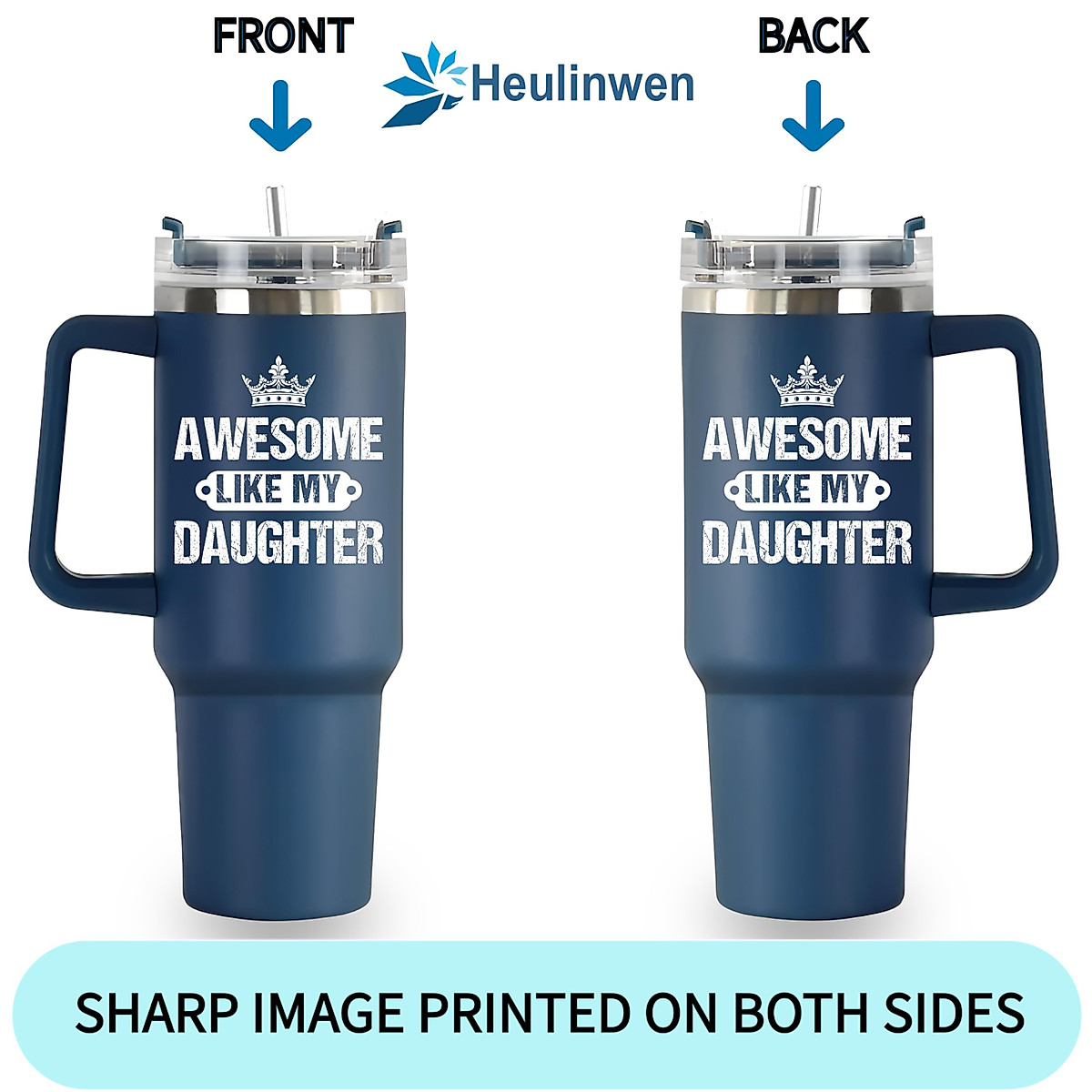 Heulinwen Funny Birthday Gift For Dad From Daughter, Awesome Like My Daughter Tumbler 40oz, Christmas Father's Day Gift For Dad, Father In Law Birthday Gift From Daughter In Law, New Bonus Dad Gift
