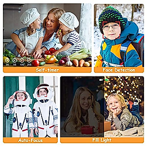 Kids Digital Camera, FHD 1080P Compact Camera 48MP Autofocus 16X Digital Zoom Portable Camera for Boys, Girls,Children,Teenagers,Beginners (with 32GB SD Card and 2 Battery)