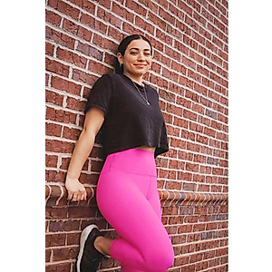 HeyNuts High Waisted Yoga Capris Leggings for Women, Buttery Soft Workout Cropped Pants Compression 3/4 Leggings 21'' Sonic Pink M(8/10)