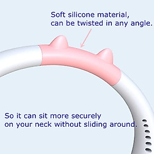 Vividda Portable Neck Fan, Rechargeable Fan around Neck, Hands Free Personal for Your Hanging Bladeless, Cooling Air Conditioner with 3 Wind Speed Outdoor Indoor, Pink