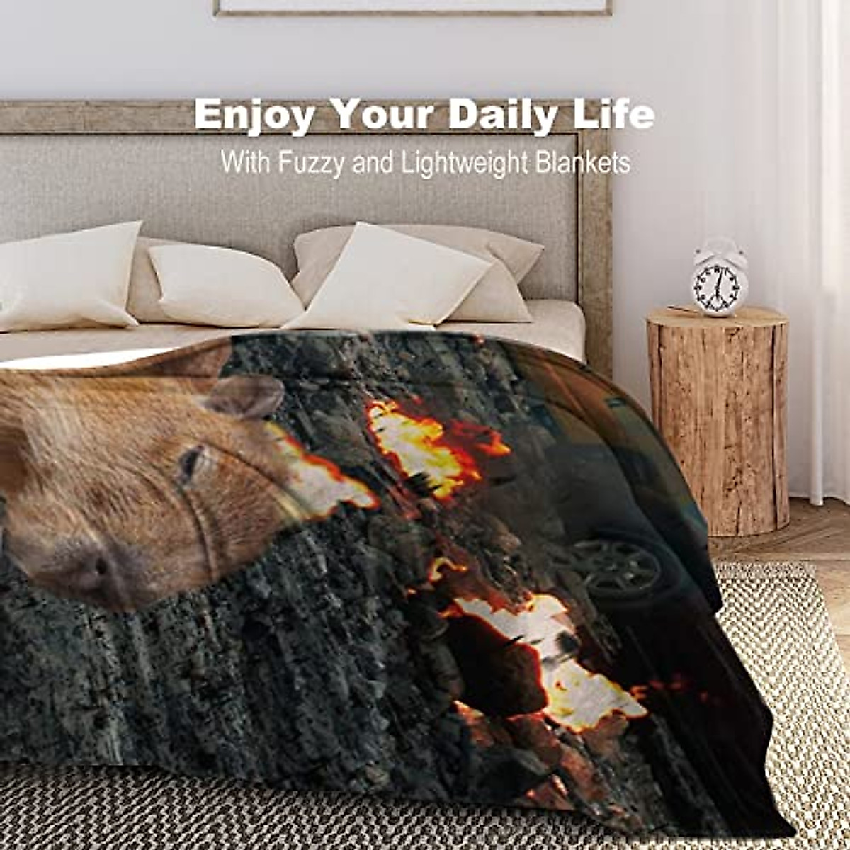 Capybara Sipping Coffee Blanket Gifts, 40"*50" Flannel Throw Blanket, Soft Warm Fuzzy Fluffy Plush Blankets for Girls Boys, Gifts for Capybara Lovers for Sofa Couch Bed Travel Room Decor