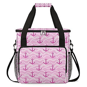 cfpolar Coffee Maker Carrying Bag Pink Anchor Travel Coffee Machine Bag Carrying Organizer Case Portable Single Serve Coffee Brewer Tote Bag Storage Bag for Camping Picnic