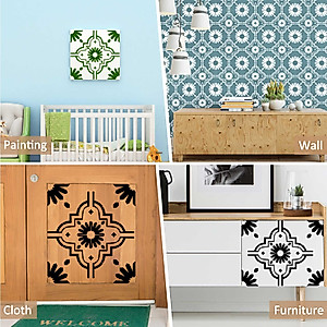 4 Pieces Reusable Tile Stencil 12 x 12 Inches Wall Templates Tile Pattern Stencil Drawing Templates for DIY Scrapbooks Wall Floor Home Decors (Trendy Style)
