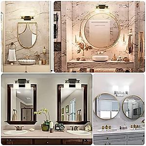 Bathroom Vanity Light Fixture Over Mirror with Brushed Nickel,Dekang Modern 2-Light Wall Sconces Lighting for Bedroom,Living Room,Hallway,Decor White Glass Shades,E26 Standard Base,Bulbs Not Included