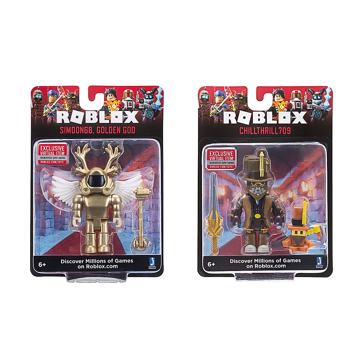 Roblox Action Collection - Steampunk, Simoon68 Golden God + chillthrill709 Two Figure Bundle [Includes 2 Exclusive Virtual Items]