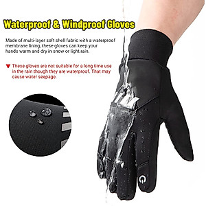 LERWAY Winter Gloves For Men Women Touchscreen Warm Gloves Anti-Slip Water Resistant Windproof Black Thermal Gloves For Driving Cycling Hiking Running (M)