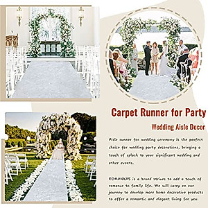 ROMANKAS Aisle Runner for Wedding Ceremony 2x15 FT White Velvet Runner Wedding Aisle Decorations with Carpet Tape Outdoor Beach Wedding Carpet Decorative Wedding Aisle Runner Rug for Birthday Banquet