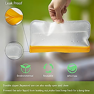 10 Pack Reusable Food Storage Bags, BPA Free Food Freezer Sealed Leak-Proof Bags for Family Activities, Travel Storage Food (3 Snack Bags + 4 Vegetable & Fruit Bags + 3 Gallon Bags