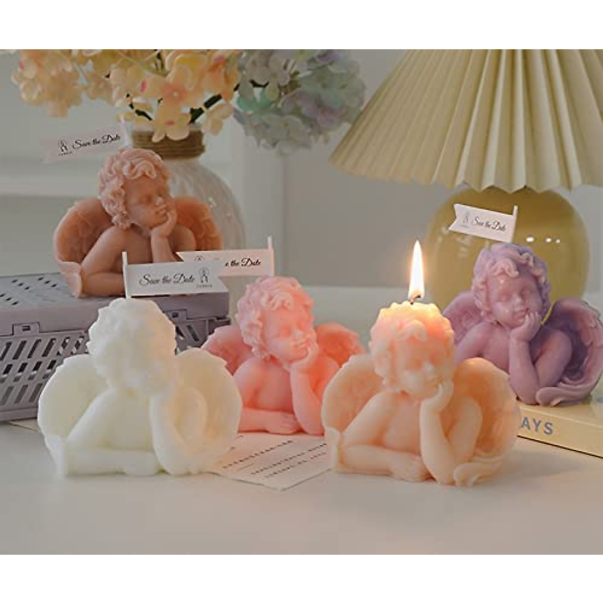 Angel Shaped Scented Candle,150G Aroma Soy Wax Decorative Candle,Handmade Aesthetic Candle for Table Photo Prop Birthday Gift,Prefect for Meditation Stress Relief Mood Boosting Bath Yoga