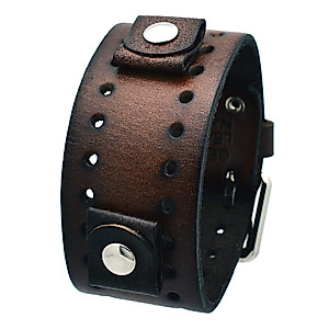 Nemesis BN-BB Dark Brown Wide Leather Cuff Wrist Watch Band