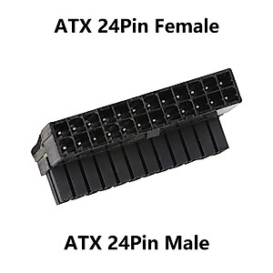 ATX 24Pin 90 Degree Adapter,Motherboard 24Pin Male to 24Pin Female 90 Degree Extension Connection for Mainboard Right Angle Connector for Desktop PC Power Supply