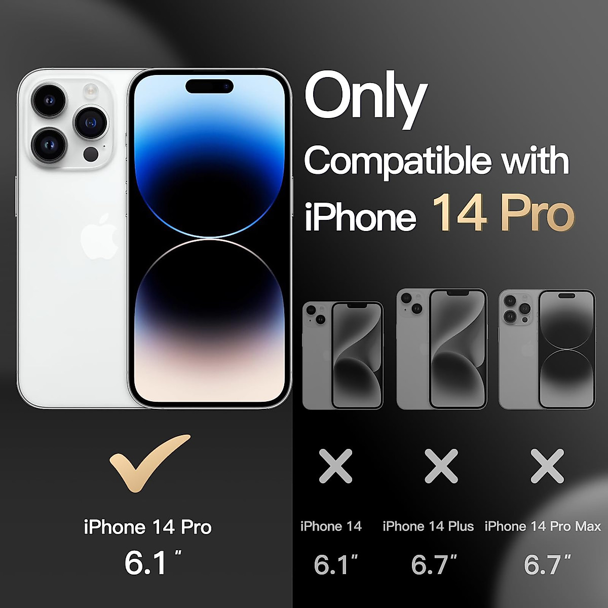 JETech Case for iPhone 14 Pro 6.1-Inch, Heavy Duty Dual-Layer Rugged Protection, Shockproof Protective Tough Phone Cover with Matte Back (White)