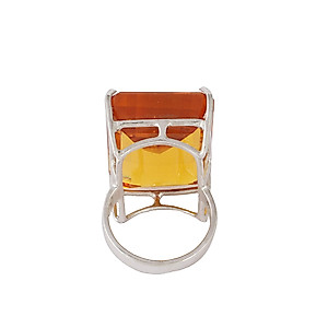 80.00 Ct. Emerald Cut Big Size Yellow Citrine Ring, Party Wear Ring, 925 Sterling Silver Ring