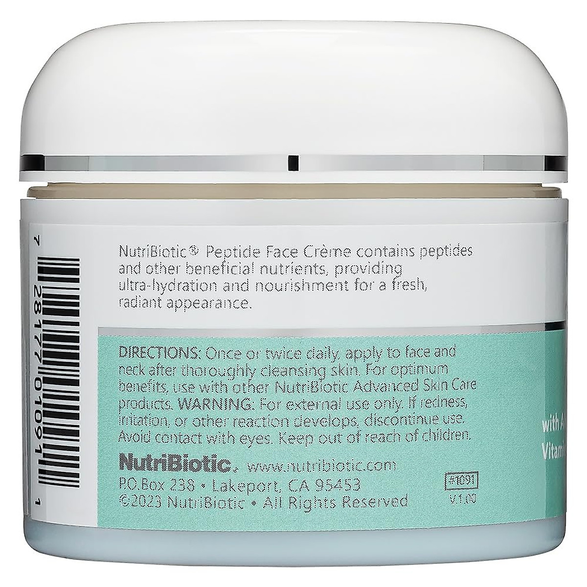 NutriBiotic – Peptide Face Creme with GSE, 2 Oz | Ultra-Hydrating | Collagen Synthesis Support | with Botanical Extracts & Oils & Vitamin E | Natural Fragrance & Paraben Free