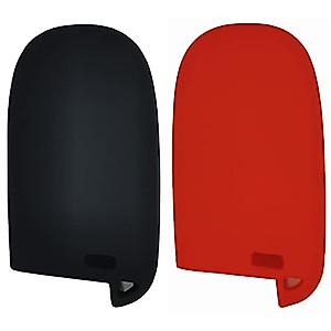 REPROTECTING Silicone Rubber Key Fob Cover Compatible with 2011-2021 Chrysler 200 300 Dodge Challenger Charger Dart Durango Journey Fiat 500 L X Jeep Cherokee Compass Grand Renegade (Black Red)
