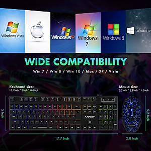 FLAGPOWER RGB Gaming Keyboard and Breathing Mouse Combo, Adjutable Breathing Backlit Mechanical Feeling Keyboard with 4 Colors 4800DPI Backlight Mouse for PC Laptop Computer Game and Work