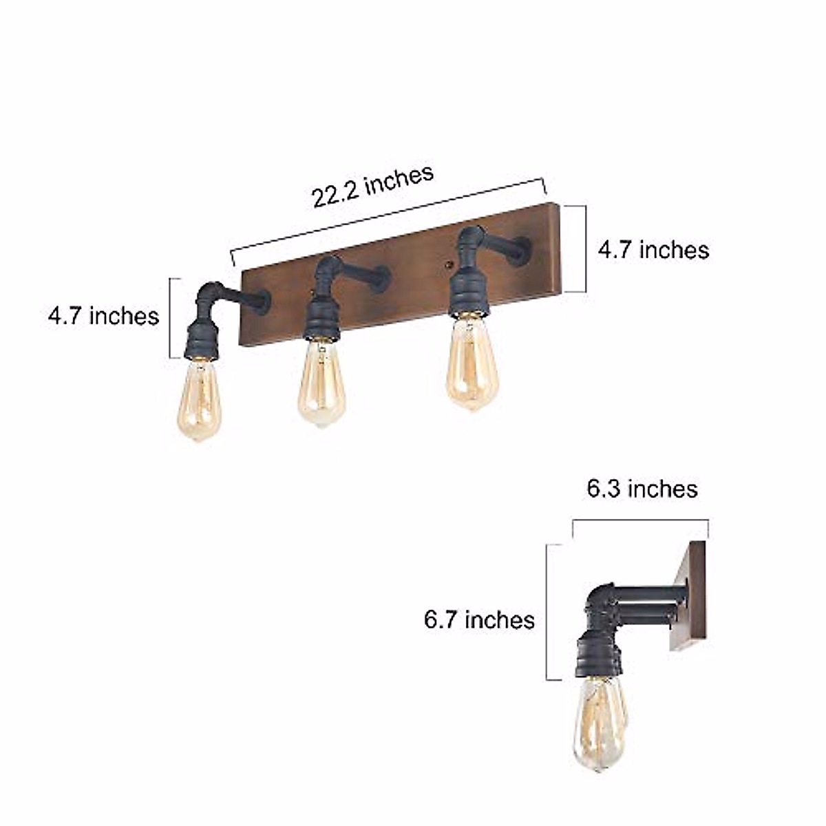 LNC Bathroom Light Fixture, Farmhouse 3-Light Vanity Lights, Wall Sconce Black Wall Lamp Industrial Bathroom Wall Lighting