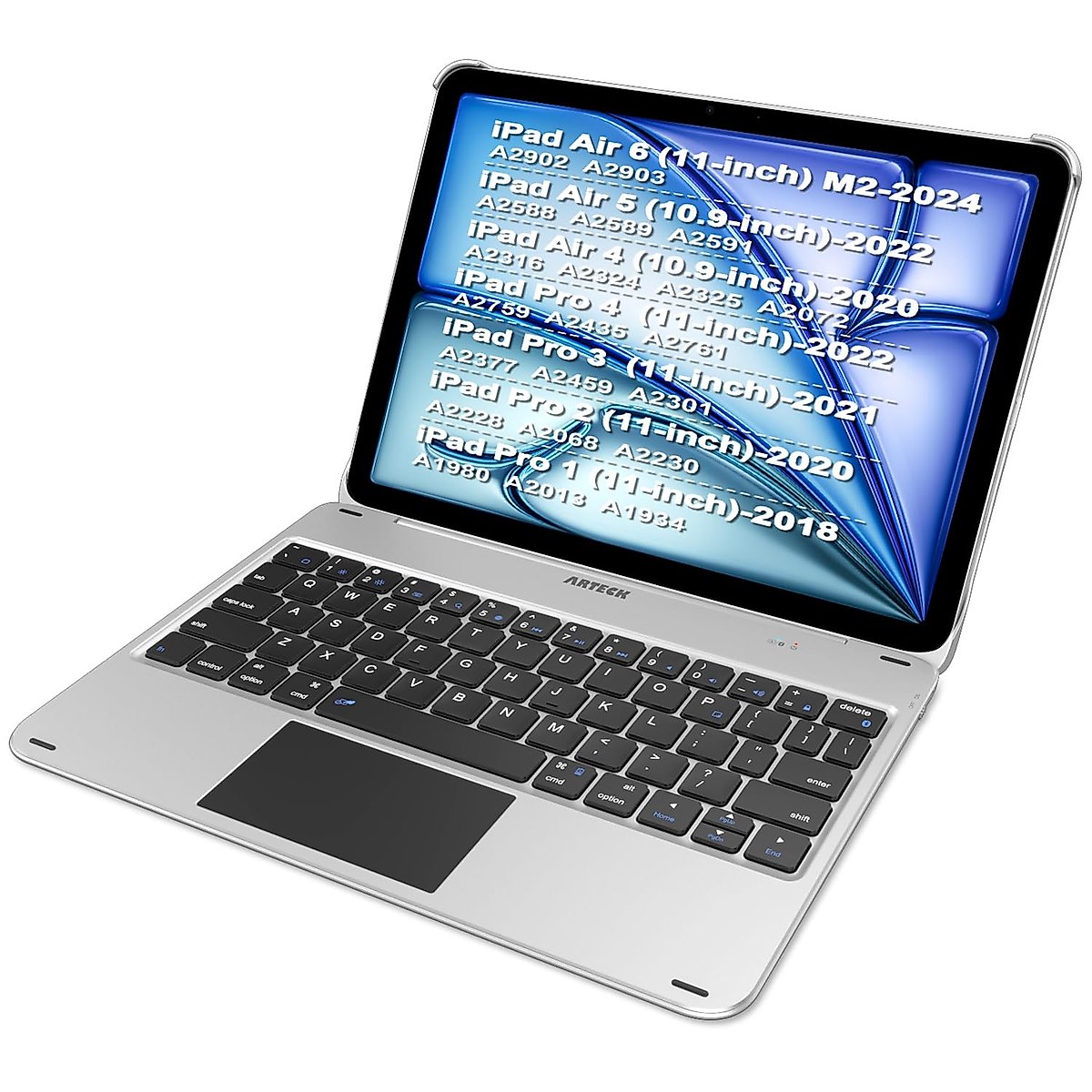 Arteck iPad Air 2024 11-inch/Air 10.9-inch/Pro 2022 Keyboard Case with Trackpad, Bluetooth Keyboard with Folio Full Protection Case and Touchpad for Apple iPad Air 2024 11inch with Swivel Rotating