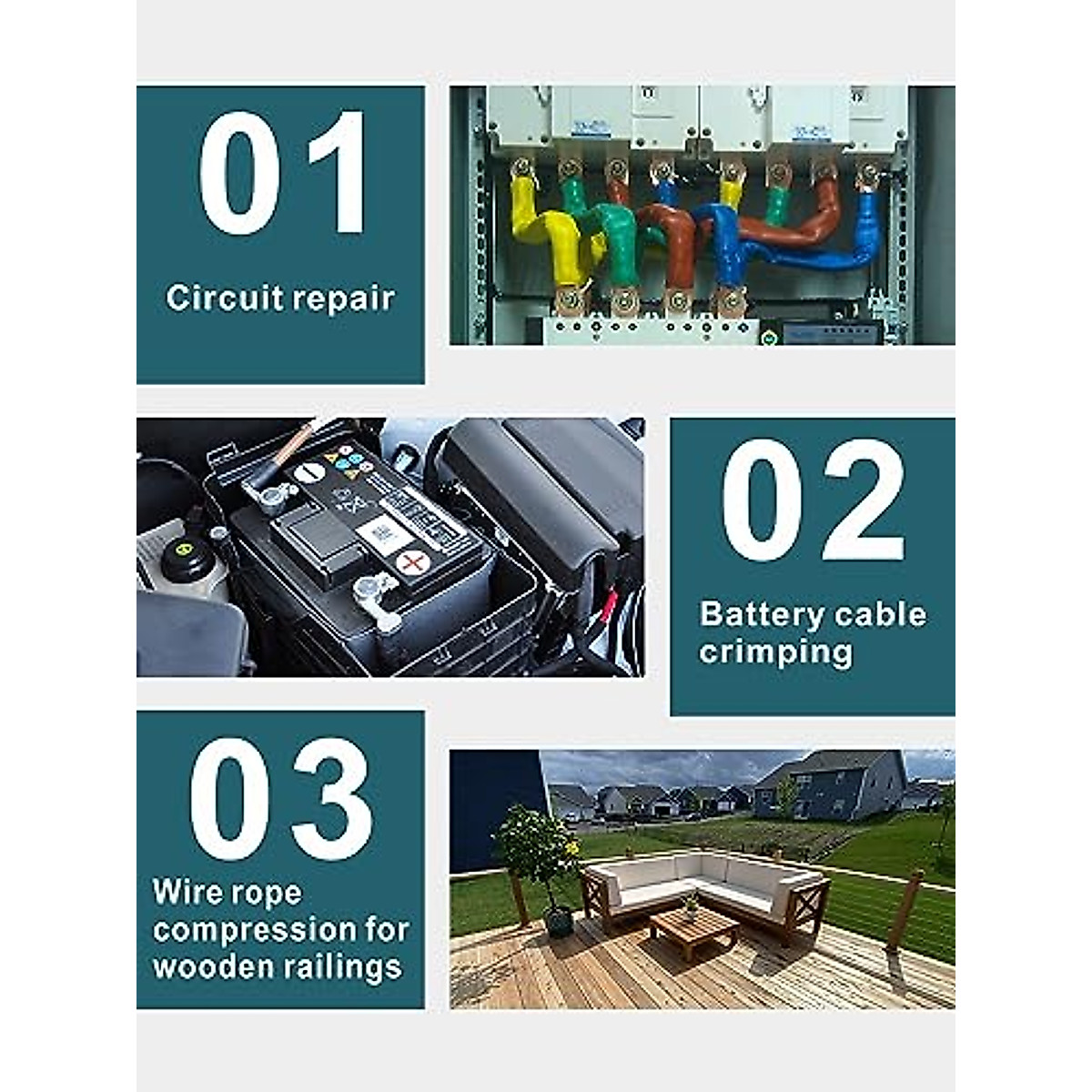 Hand Operated Hydraulic Crimping Tool Range 12 AWG-2/0 AWG for Cable Lugs Hydraulic Crimping Crimper Wire Terminal Lug Tool with 9 Pairs of Dies