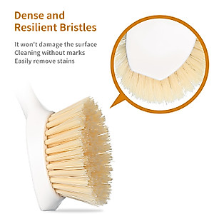 2 Pack Kitchen Dish Brush Bamboo Handle Dish Scrubber Built-in Scraper, Scrub Brush for Pans, Pots, Kitchen Sink Cleaning, Dishwashing and Cleaning Brushes are Perfect Cleaning Tools, White