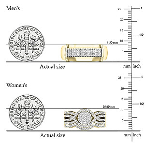Dazzlingrock Collection Men’s and Women’s Ring with Enhancer Guard Band, 0.65 Carat (ctw) Diamond with 10k Yellow Gold, White