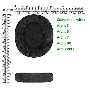 Geekria QuickFit Mesh Fabric Replacement Ear Pads for SteelSeries Arctis Prime Arctis PRO Arctis 9X Arctis 7 Arctis 5 Arctis 3 Headphones Ear Cushions, Headset Earpads, Ear Cups Repair (Black)