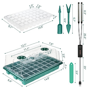Ganggend 2 Pack 80 Cells Seed Starter Tray Kit with 4 Grow Lights, Humidity Dome Plant Seedling Starter Kit Indoor Mini Greenhouse for Herb Seeds Growing Starting Garden Plant Growing
