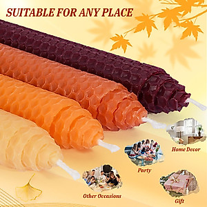 DEYBBY 8" Hand-Rolled Beeswax Taper Candles 4 Pack Cone Top,Pure Natural Honeycomb Bee Wax Candle,4Hour Burn Time(Yellow Orange Brown Fall)