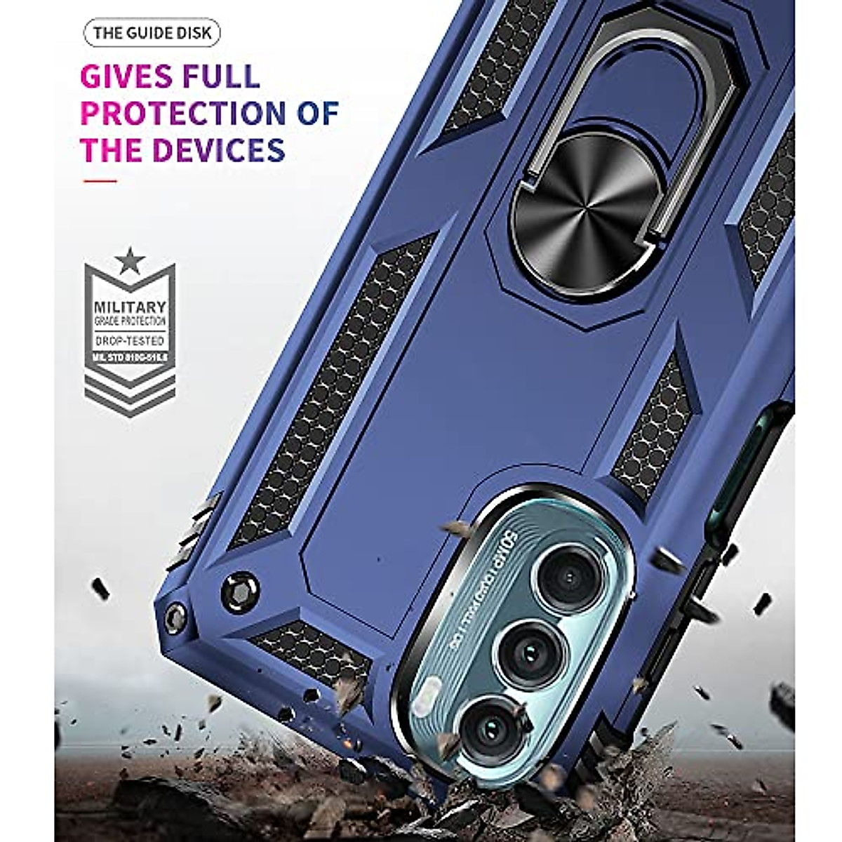 for Moto G Stylus 5G 2022 Case, Motorola G Stylus 5G 2022 Case with HD Screen Protector, [Military Grade 16ft. Drop Tested] Ring Shockproof Protective Phone Case for Moto G Stylus 5G 2022,Blue